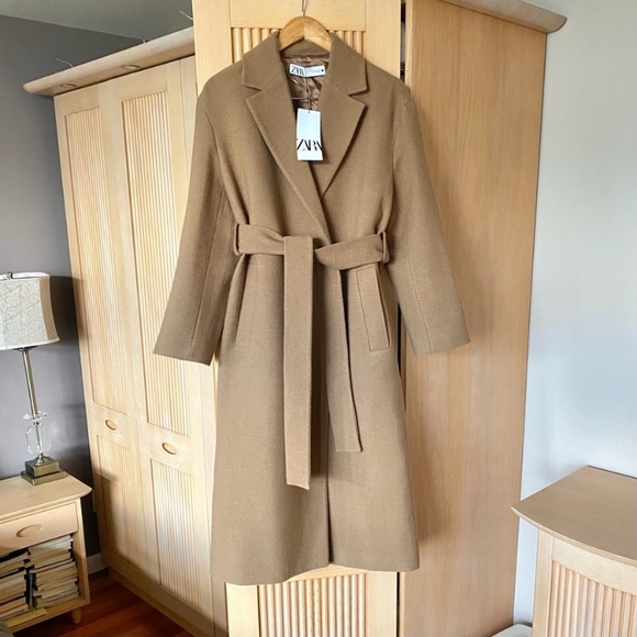 Zara | Jackets & Coats | Zara Wool Belted Coat Tan Limited Edition ...
